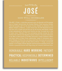Jose Personalized Name Meaning Art Prints – Name Stories