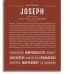Joseph Personalized Name Meaning Art Prints – Name Stories