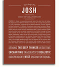 Josh Personalized Name Meaning Art Prints – Name Stories