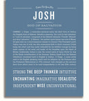Josh Personalized Name Meaning Art Prints – Name Stories