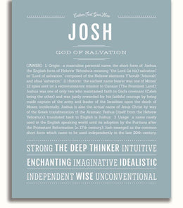 Josh Personalized Name Meaning Art Prints – Name Stories