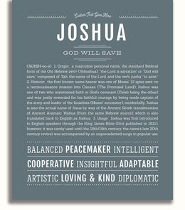 Joshua Personalized Name Meaning Art Prints – Name Stories