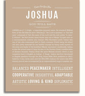 Joshua Personalized Name Meaning Art Prints – Name Stories