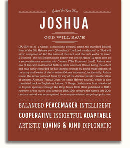 Joshua Personalized Name Meaning Art Prints – Name Stories