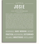 Josie Personalized Name Meaning Art Prints – Name Stories