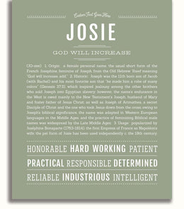 Josie Personalized Name Meaning Art Prints – Name Stories