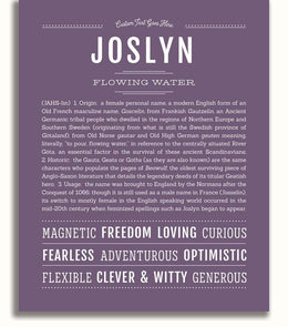 Joslyn Personalized Name Meaning Art Prints – Name Stories
