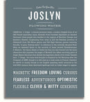 Joslyn Personalized Name Meaning Art Prints – Name Stories
