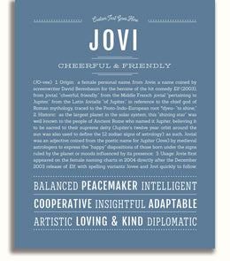 Jovi Personalized Name Meaning Art Prints – Name Stories