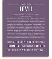 Jovie Personalized Name Meaning Art Prints – Name Stories