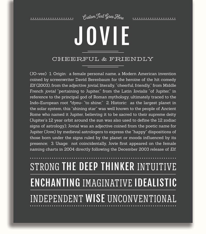 Jovie Personalized Name Meaning Art Prints – Name Stories