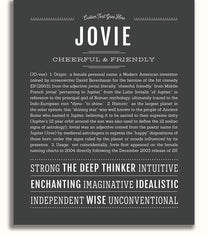 Jovie Personalized Name Meaning Art Prints – Name Stories