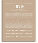 Jovie Personalized Name Meaning Art Prints – Name Stories
