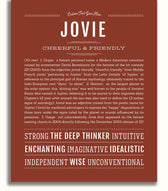 Jovie Personalized Name Meaning Art Prints – Name Stories