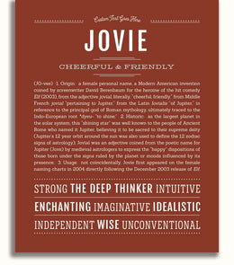Jovie Personalized Name Meaning Art Prints – Name Stories