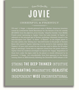 Jovie Personalized Name Meaning Art Prints – Name Stories