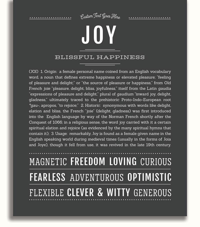 Joy Personalized Name Meaning Art Prints – Name Stories