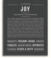 Joy Personalized Name Meaning Art Prints – Name Stories