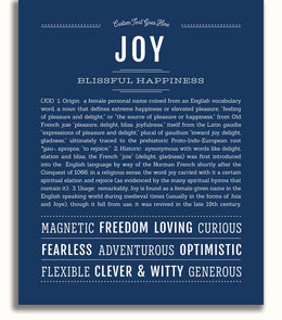 Joy Personalized Name Meaning Art Prints – Name Stories