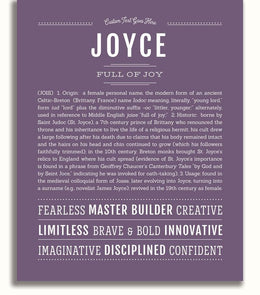 Joyce Personalized Name Meaning Art Prints – Name Stories