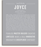 Joyce Personalized Name Meaning Art Prints – Name Stories