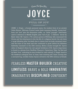 Joyce Personalized Name Meaning Art Prints – Name Stories