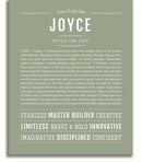 Joyce Personalized Name Meaning Art Prints – Name Stories