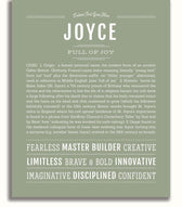 Joyce Personalized Name Meaning Art Prints – Name Stories