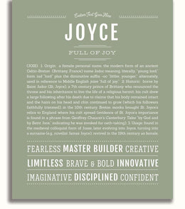 Joyce Personalized Name Meaning Art Prints – Name Stories