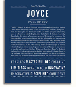 Joyce Personalized Name Meaning Art Prints – Name Stories