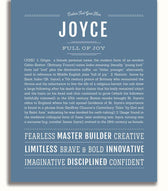 Joyce Personalized Name Meaning Art Prints – Name Stories