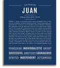Juan Personalized Name Meaning Art Prints – Name Stories