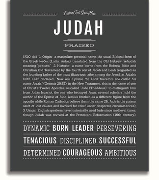 Judah Personalized Name Meaning Art Prints – Name Stories