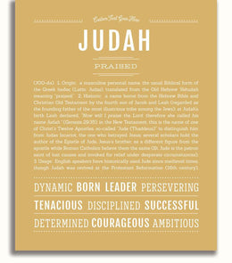 Judah Personalized Name Meaning Art Prints – Name Stories