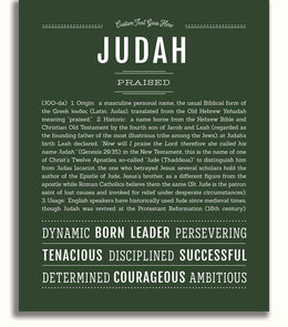 Judah Personalized Name Meaning Art Prints – Name Stories