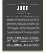 Judd Personalized Name Meaning Art Prints – Name Stories