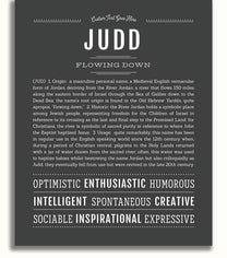 Judd Personalized Name Meaning Art Prints – Name Stories