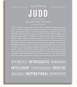 Judd Personalized Name Meaning Art Prints – Name Stories