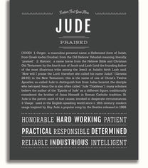 Jude Personalized Name Meaning Art Prints – Name Stories
