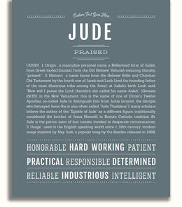 Jude Personalized Name Meaning Art Prints – Name Stories