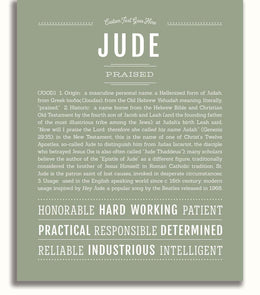 Jude Personalized Name Meaning Art Prints – Name Stories