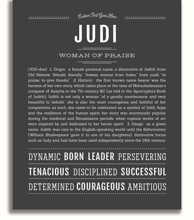 Judi Personalized Name Meaning Art Prints – Name Stories