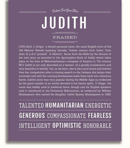 Judith Personalized Name Meaning Art Prints – Name Stories
