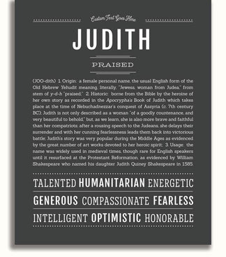 Judith Personalized Name Meaning Art Prints – Name Stories