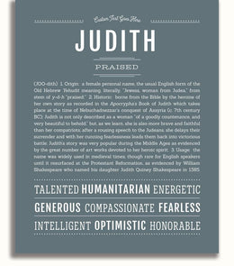 Judith Personalized Name Meaning Art Prints – Name Stories