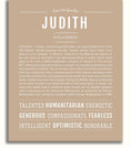 Judith Personalized Name Meaning Art Prints – Name Stories