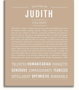 Judith Personalized Name Meaning Art Prints – Name Stories