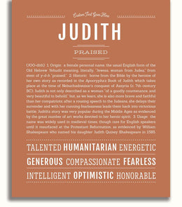 Judith Personalized Name Meaning Art Prints – Name Stories