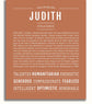 Judith Personalized Name Meaning Art Prints – Name Stories