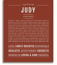 Judy Personalized Name Meaning Art Prints – Name Stories